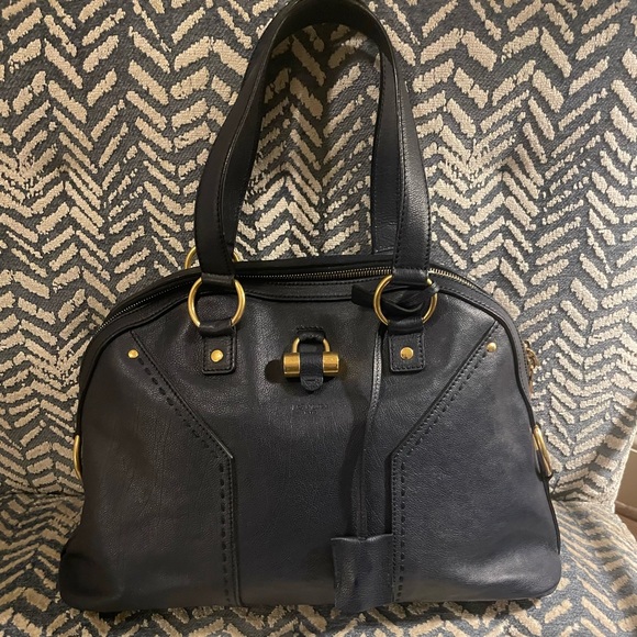 Yves Saint Laurent | Bags | Authentic Large Ysl Navy Muse Handbag ...